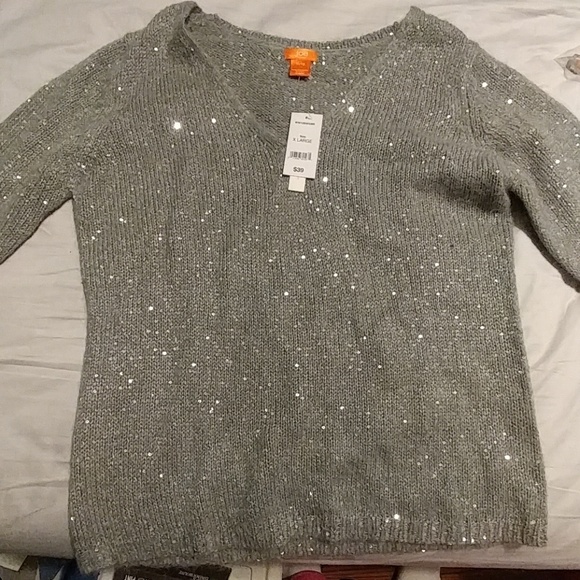 Joe Fresh | Sweaters | Xlg Gray Sequin Sweater | Poshmark